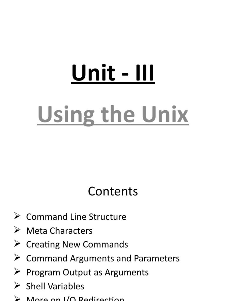 Unit Iii Using The Unix Pdf Command Line Interface Shell Computing 3461