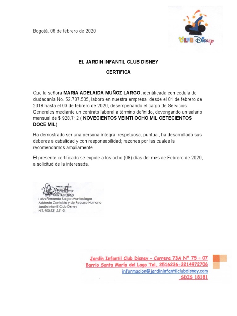 Carta Referencia Laboral | PDF
