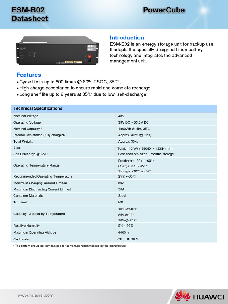 ESM-B02 Datasheet 01-20140620 | PDF | Rechargeable Battery | Electricity