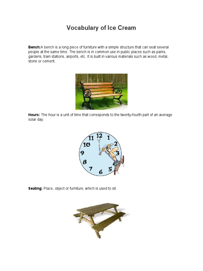 Ice Cream Vocabulary | PDF | Nature | Foods