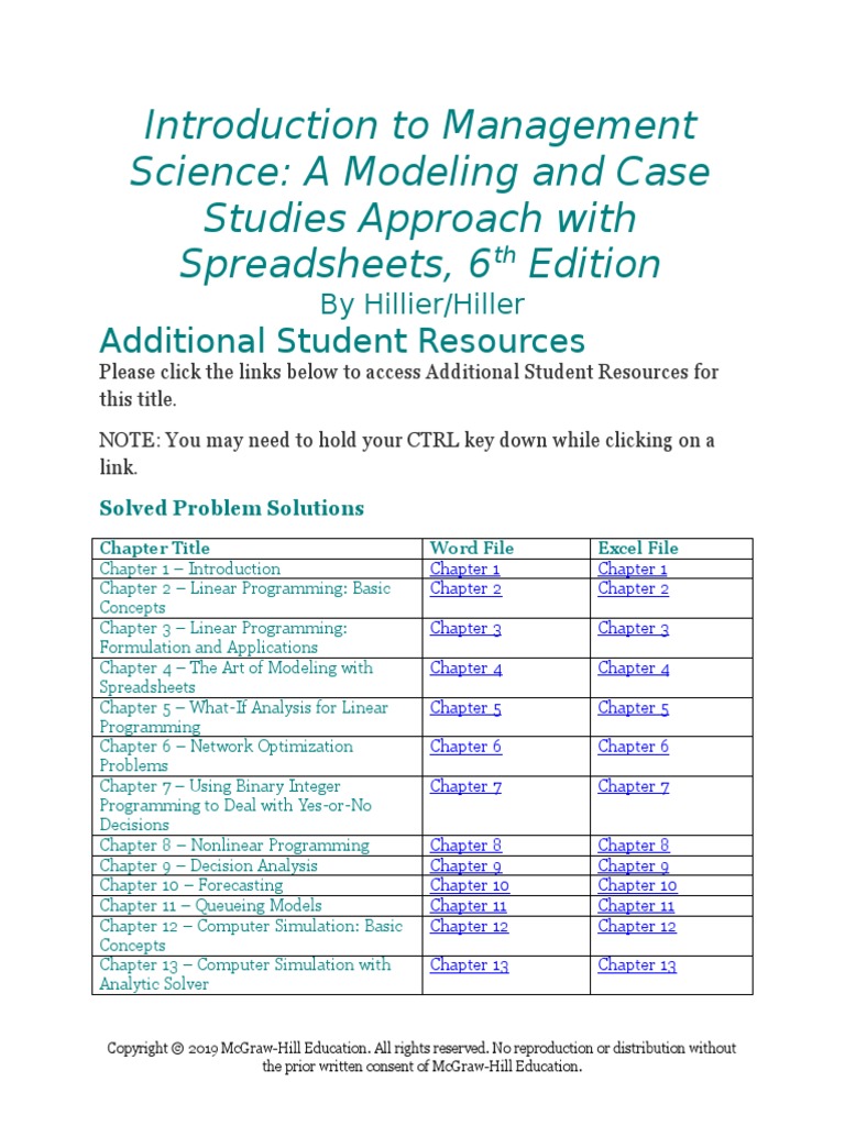 Introduction To Management Science: A Modeling and Case Studies ...