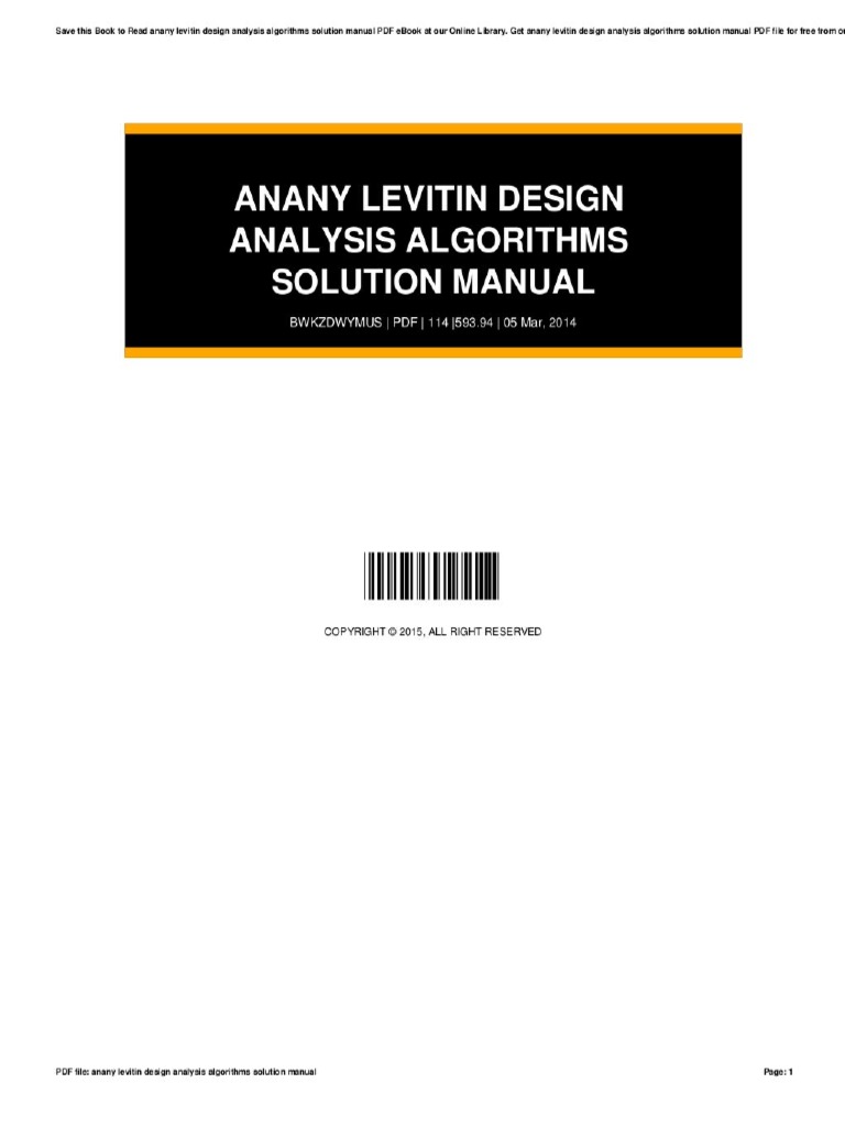 Anany Levitin Design Analysis Algorithms Solution Manual Pdf