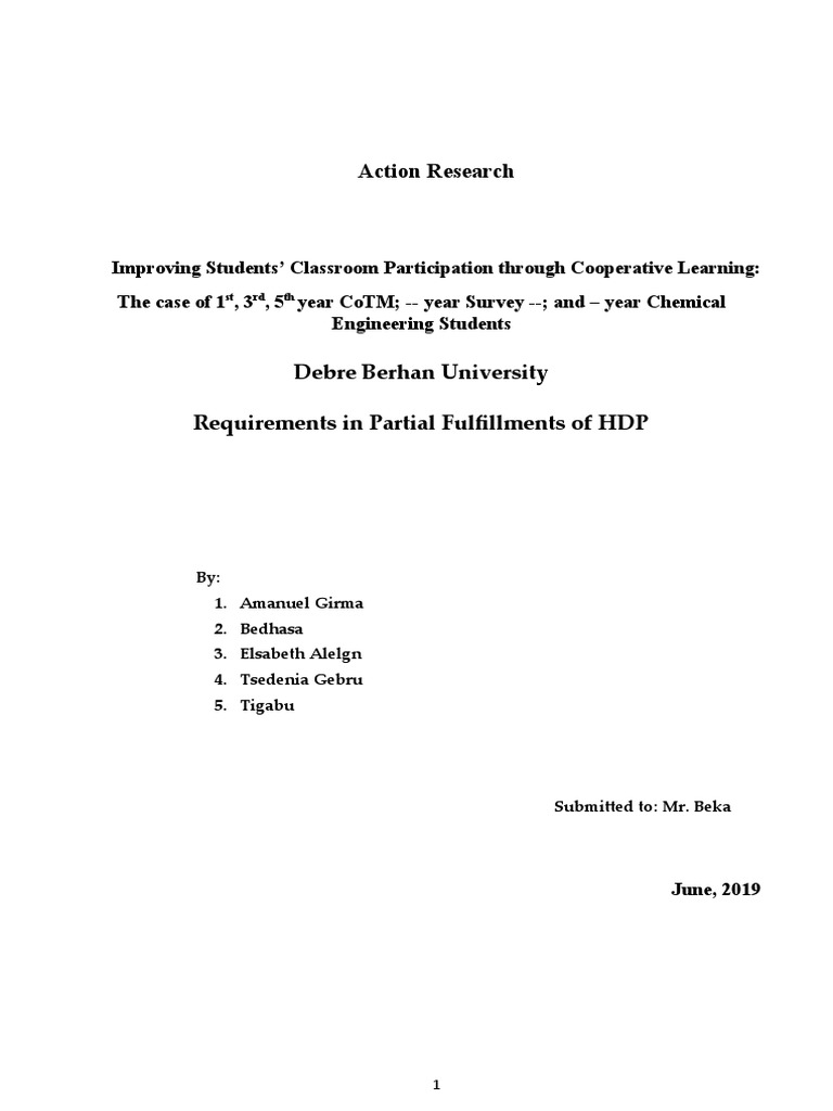 HDP-Action Research Final Draft Group 5 | PDF | Focus Group | Teachers