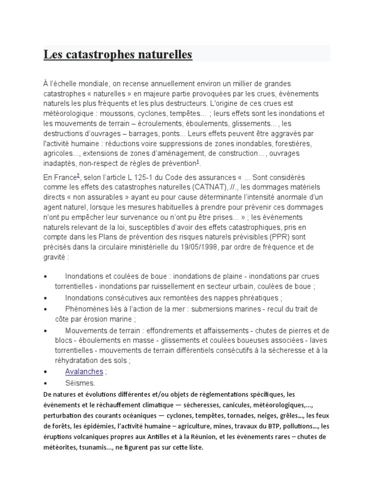 Comprendre les catastrophes naturelles | PDF | Catastrophes naturelles ...
