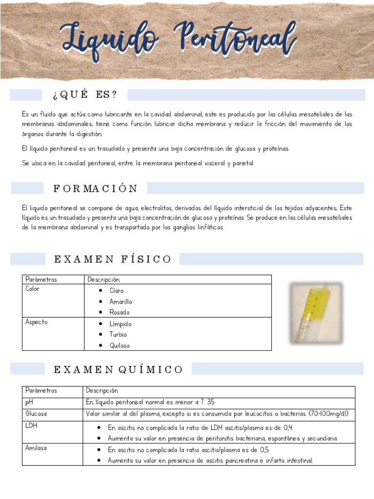 Características Y Análisis Del Líquido Peritoneal Pdf Leucocito