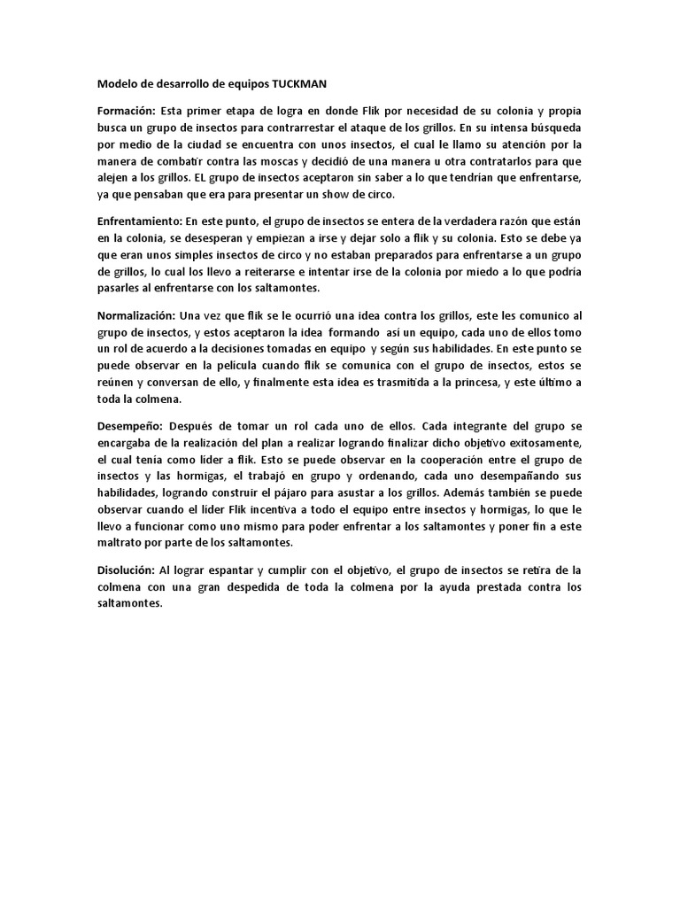 Modelo de Desarrollo de Equipos TUCKMAN | PDF