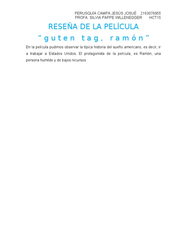 Reseña Guten Tag Ramon | PDF