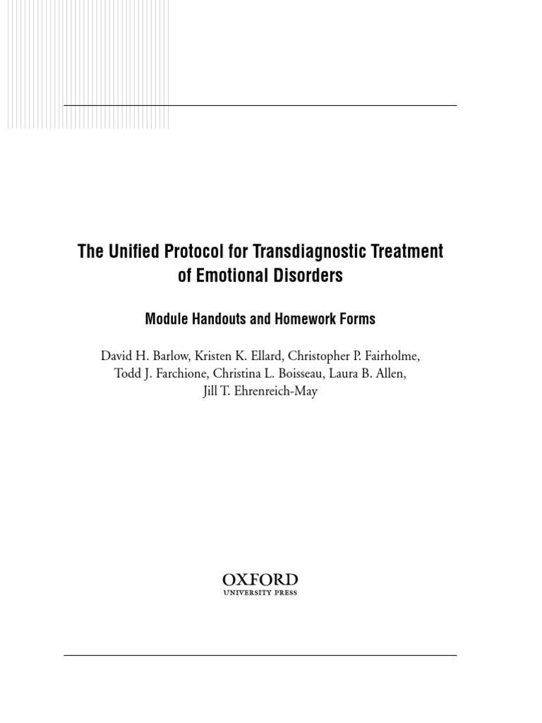 Barlow - Unified Protocol For Transdiagnostic Treatment of Emotional ...