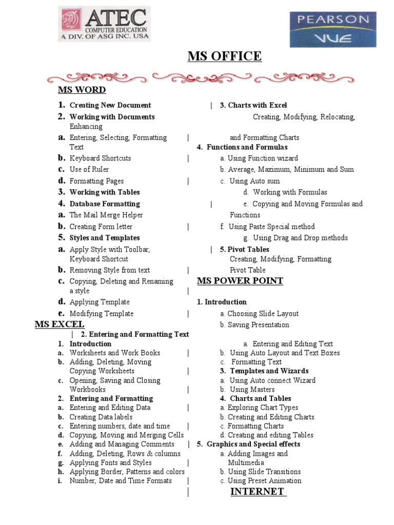MS OFFICE Course Details | PDF | Page Layout | Microsoft Excel