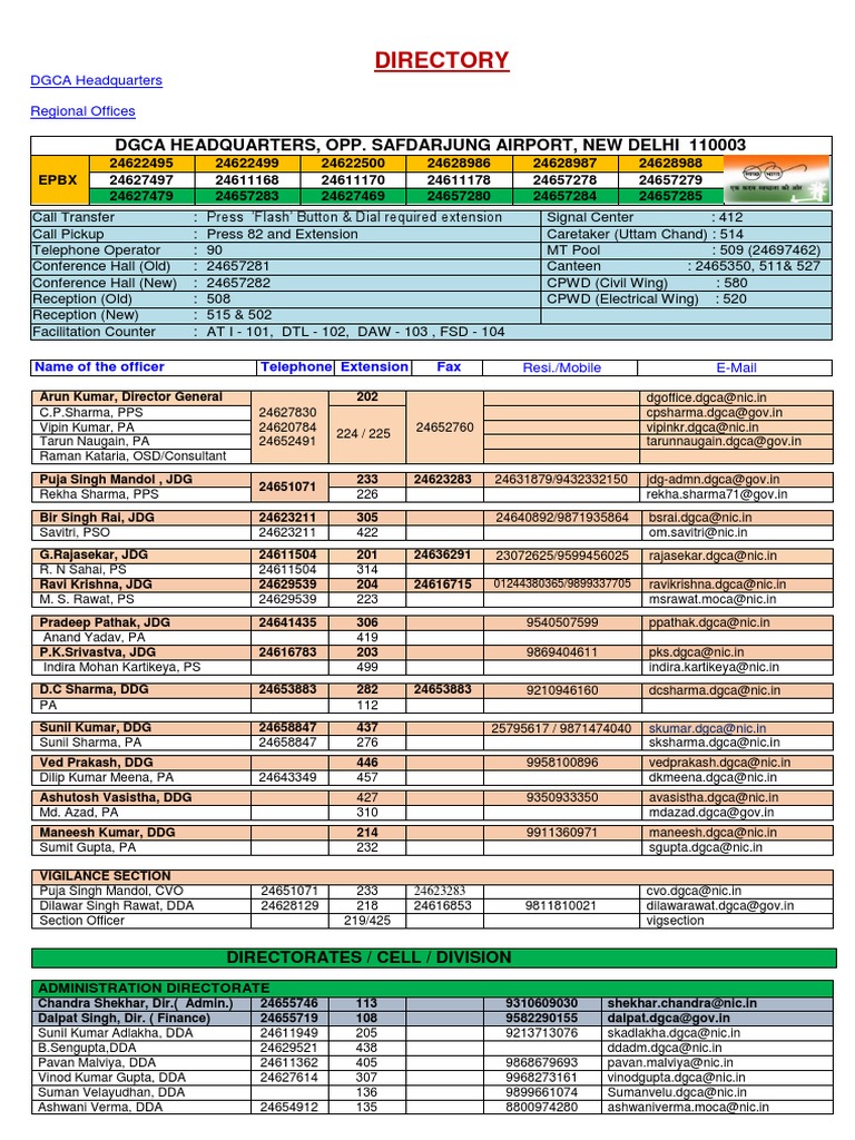 DGCA Directory | PDF