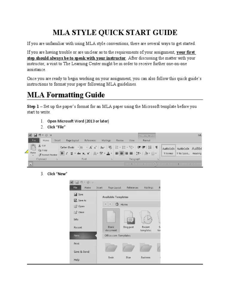 Mla Style Quick Start Guide: Step Should Always Be To Speak With Your ...