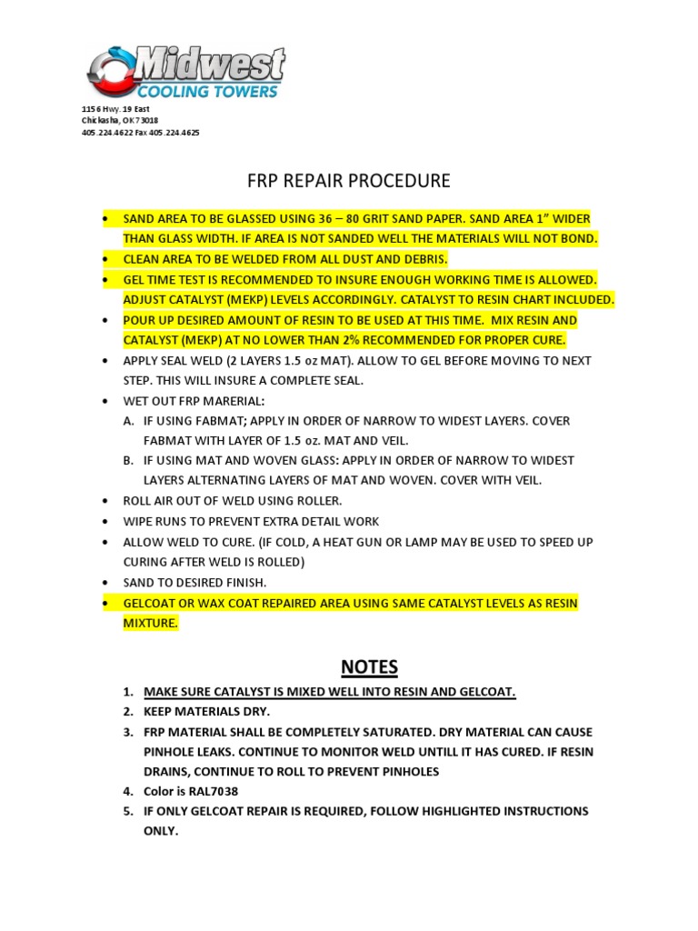 FRP Repair Procedure | PDF