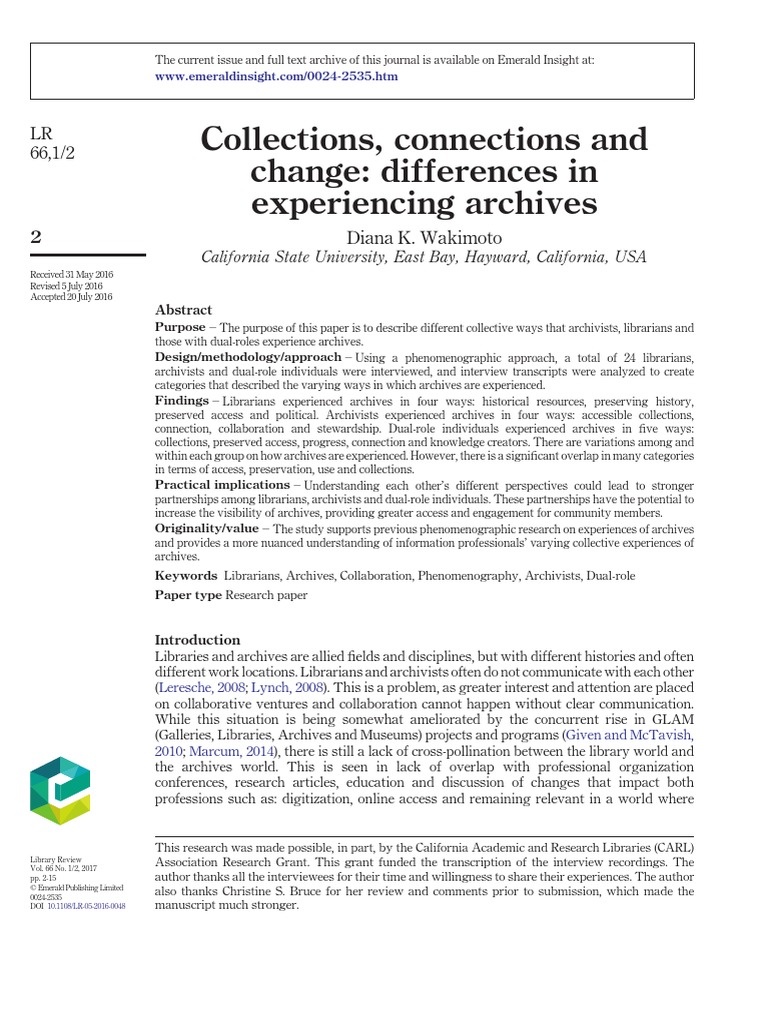 (2016) Collections, Connections and Change | PDF | Preservation ...