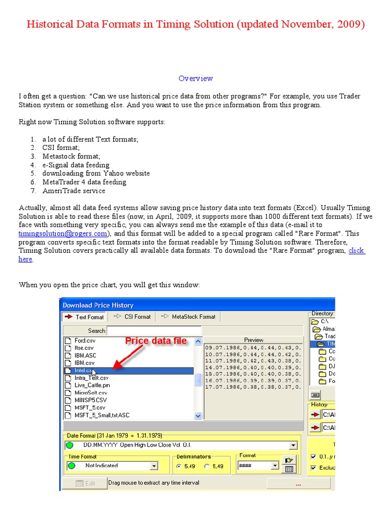 Historical Data Formats in Timing Solution | PDF | File Format | Day ...