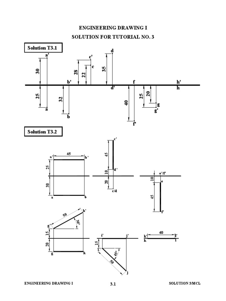 Engineering Drawing I Solution For Tutorial No. 3 D Solution T3.1 | PDF
