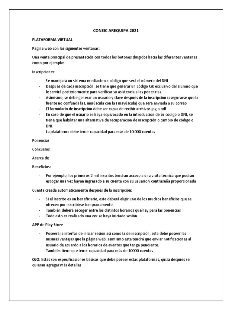 Coneic - Plataforma | PDF