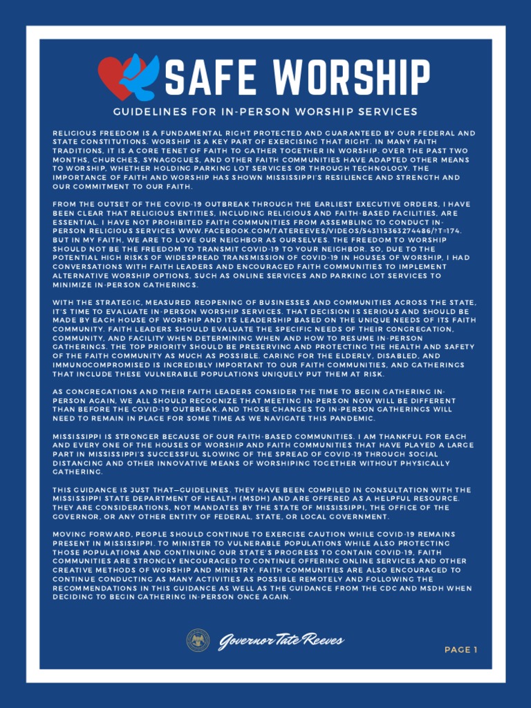 Safe Worship Guidelines | PDF | World Health Organization | Public Toilet