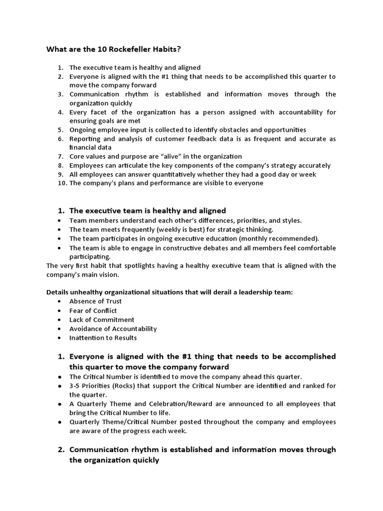 10 Rockefeller Habits | PDF | Performance Indicator | Brand