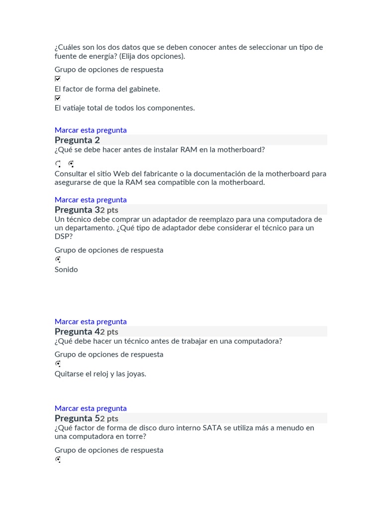 Cuestionario Del Examen Capitulo 2 | PDF | Equipo de oficina ...