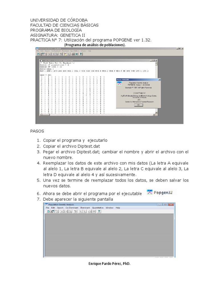 COMO UTILIZAR EL PROGRAMA POPGENE Ver 1 | PDF