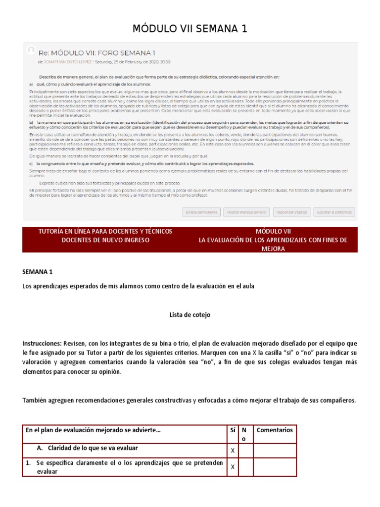 Módulo Vii Semana 1 | PDF | Evaluación | Aprendizaje