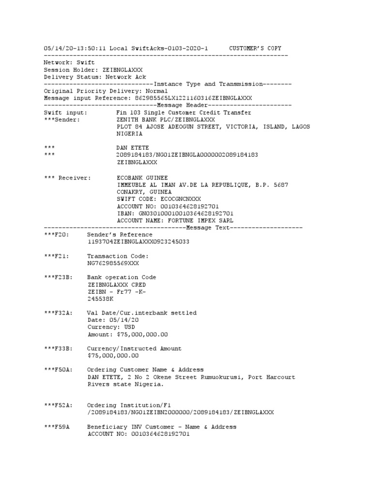 Swift Copy For MR - Rajinder Kanda PDF | PDF | Financial Services | Banking