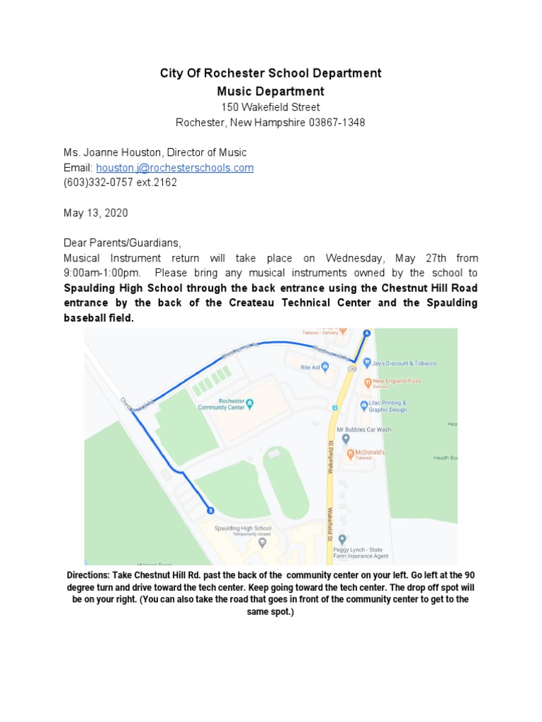 Rochester School Department Music Instrument Return Procedure | PDF
