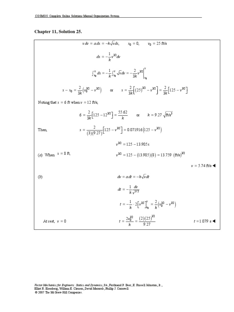 Chapter 11, Solution 25.: VDV Adx K VDX X V DX VDV K | PDF | Nature