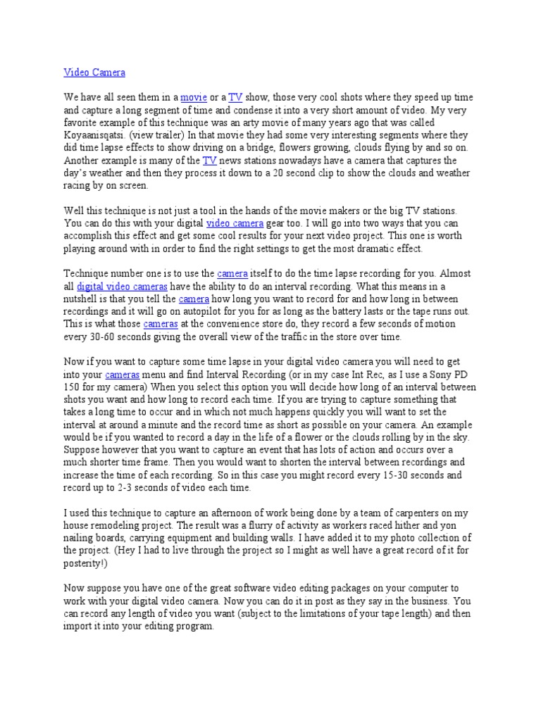 Video Camera | PDF | Camera | Video