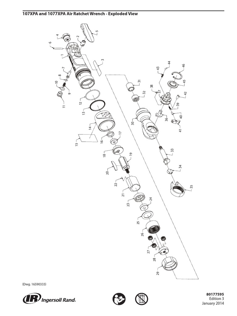 107XPA and 1077XPA Air Ratchet Wrench - Exploded View: 80177595 Edition ...