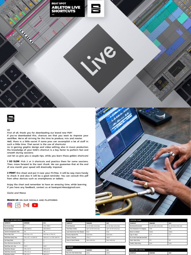 Beat Spot - PDF - Ableton Shortcuts PDF | PDF | Computer Keyboard ...