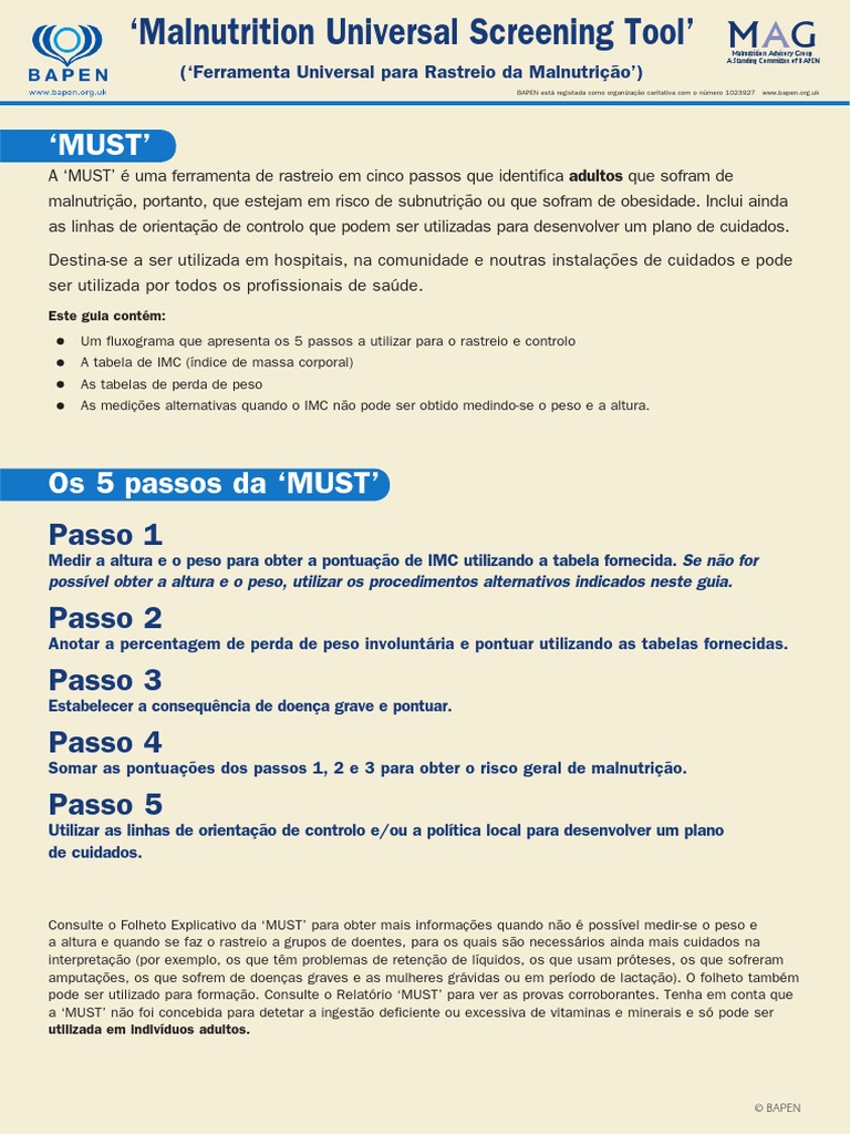 MUST Toolkit | PDF | Índice de massa corporal | Obesidade