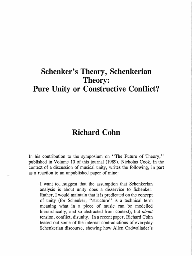Schenker's Theory, Schenkerian | PDF | Music Theory | Musicology