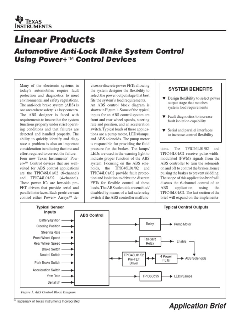 Linear Products: Automotive Antićlock Brake System Control Using Power+ ...