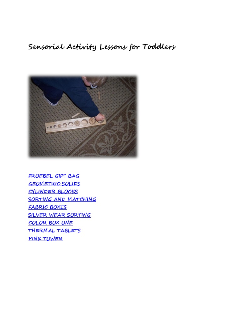 Sensorial Activity Lessons For Toddlers | PDF | Tableware | Shape
