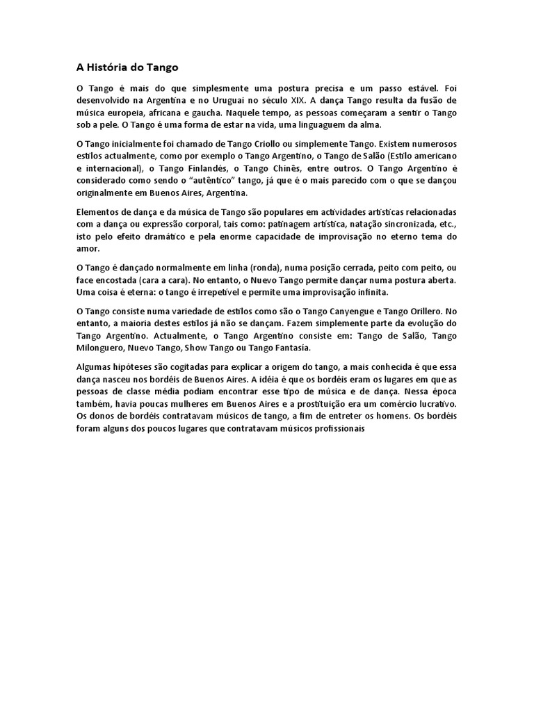 A Origem e História do Tango | PDF | Tango | Argentina