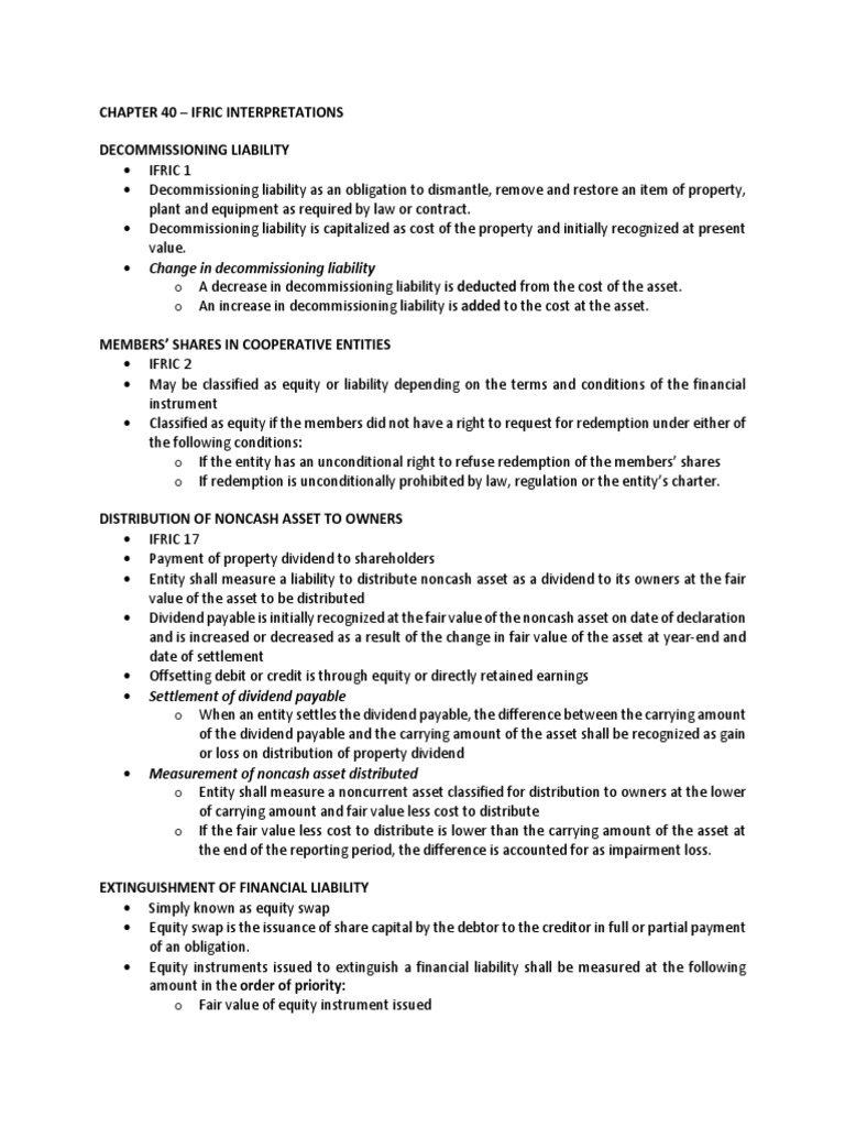 CH 40 - IFRIC Interpretations | PDF | Equity (Finance) | Fair Value