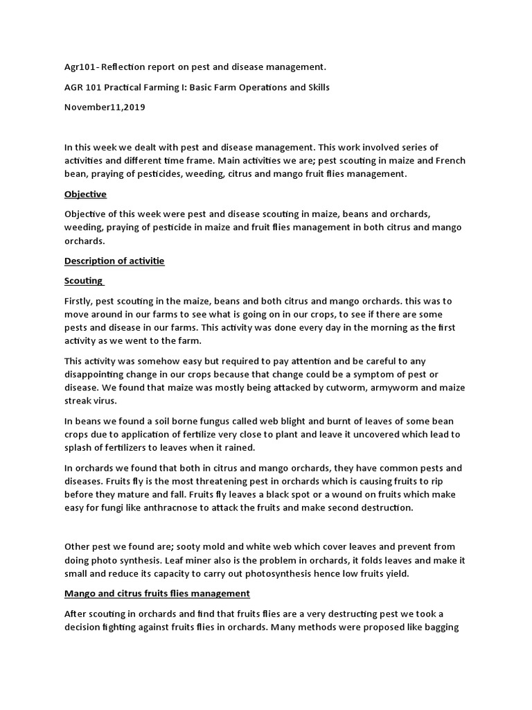 Report On Pest and Disease Management | PDF | Pesticide | Weed