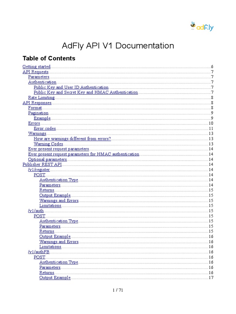 Adfly Api V1 Documentation Pdf Pdf Application Programming Interface Parameter Computer 