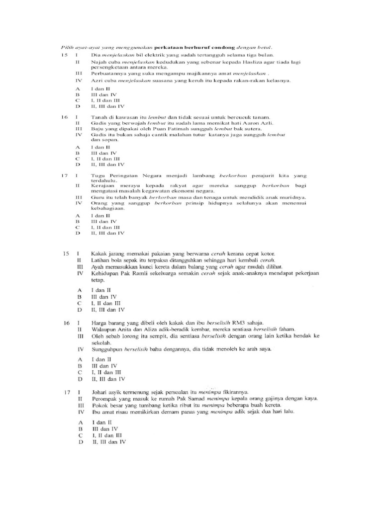 Latihan Kata Huruf Condong | PDF
