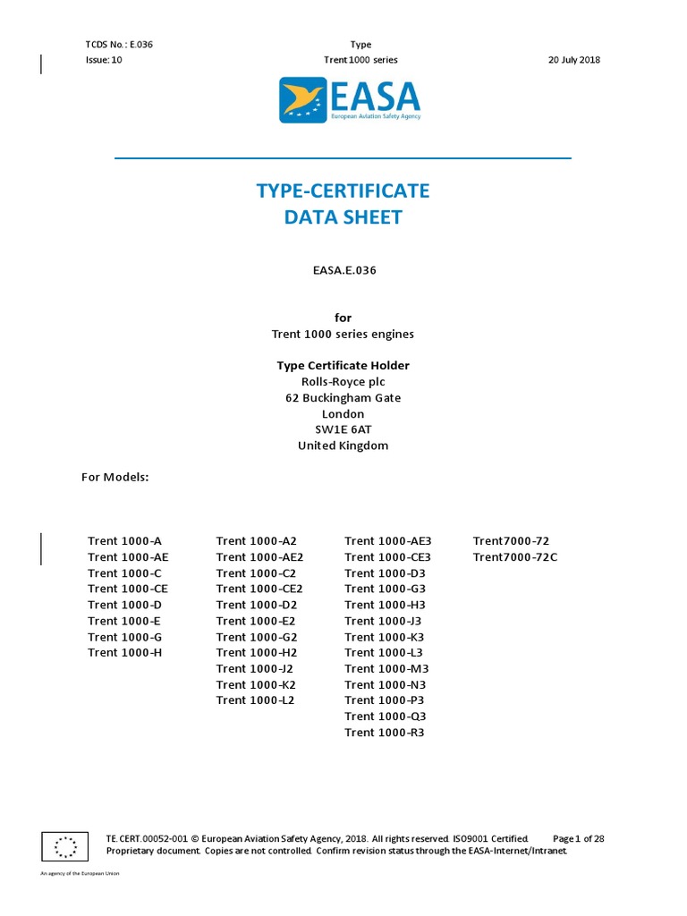 Type-Certificate Data Sheet: An Agency of The European Union | PDF ...