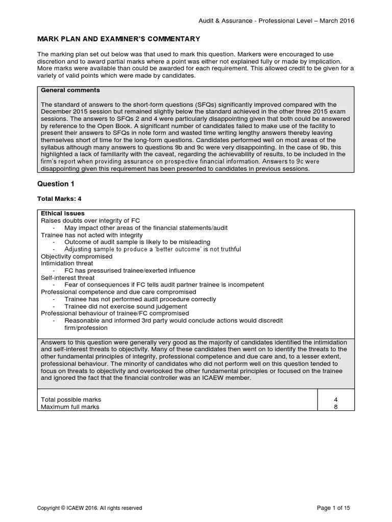 PL AA M16 Mark Plan | PDF | Auditor's Report | Audit