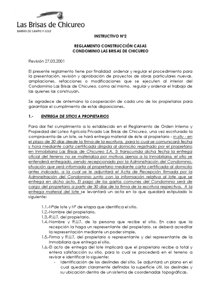 Instructivo #2 Reglamento Construccion Casas | PDF | Condominio | Arquitecto