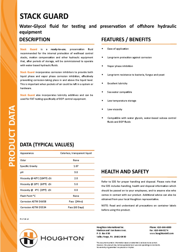 Stack Guard: Description Features / Benefits | PDF | Viscosity | Corrosion