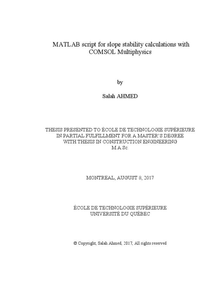 MATLAB Script For Slope Stability Calculations With COMSOL Multiphysics ...