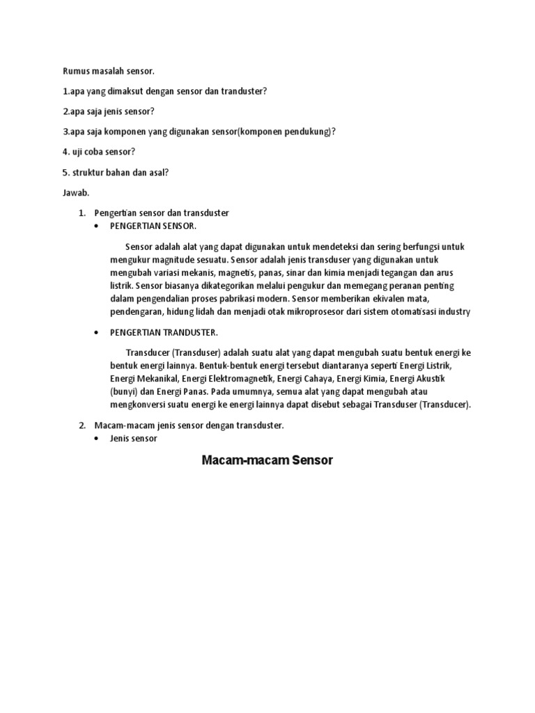 Rumus Masalah Sensor | PDF