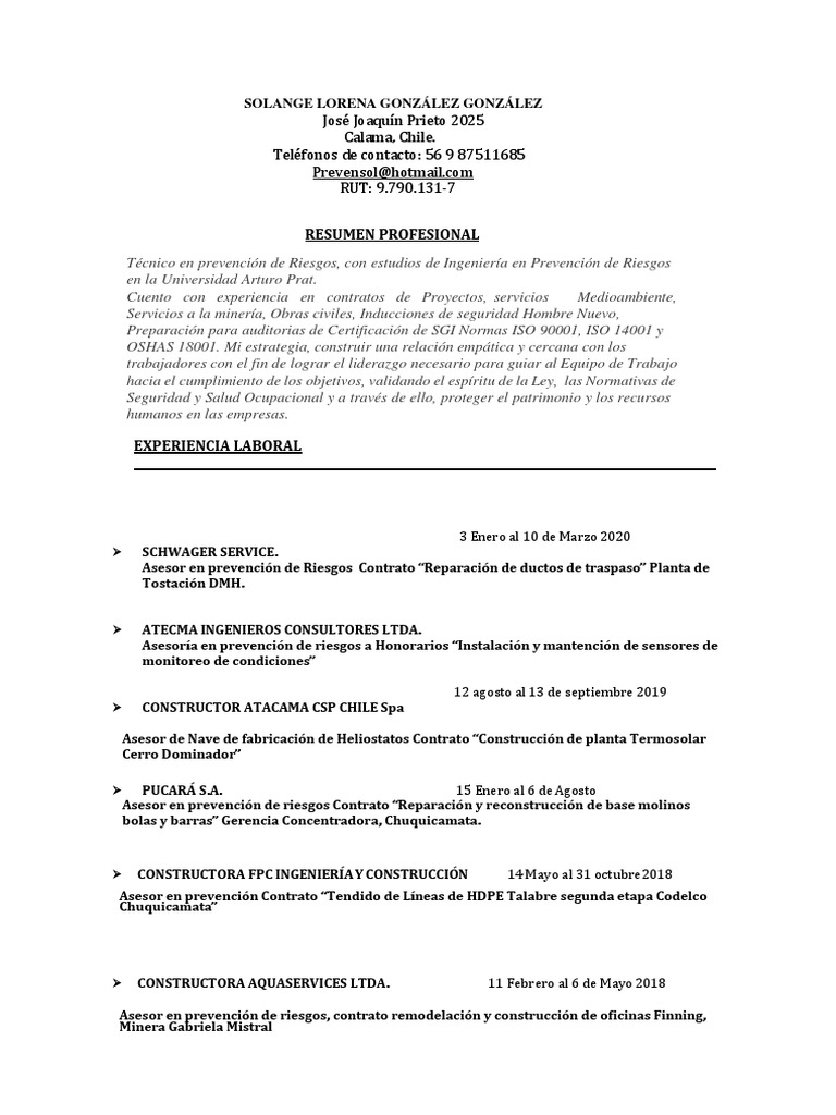 CV Solange Lorena González González 2020 | PDF | Naturaleza | Bienestar