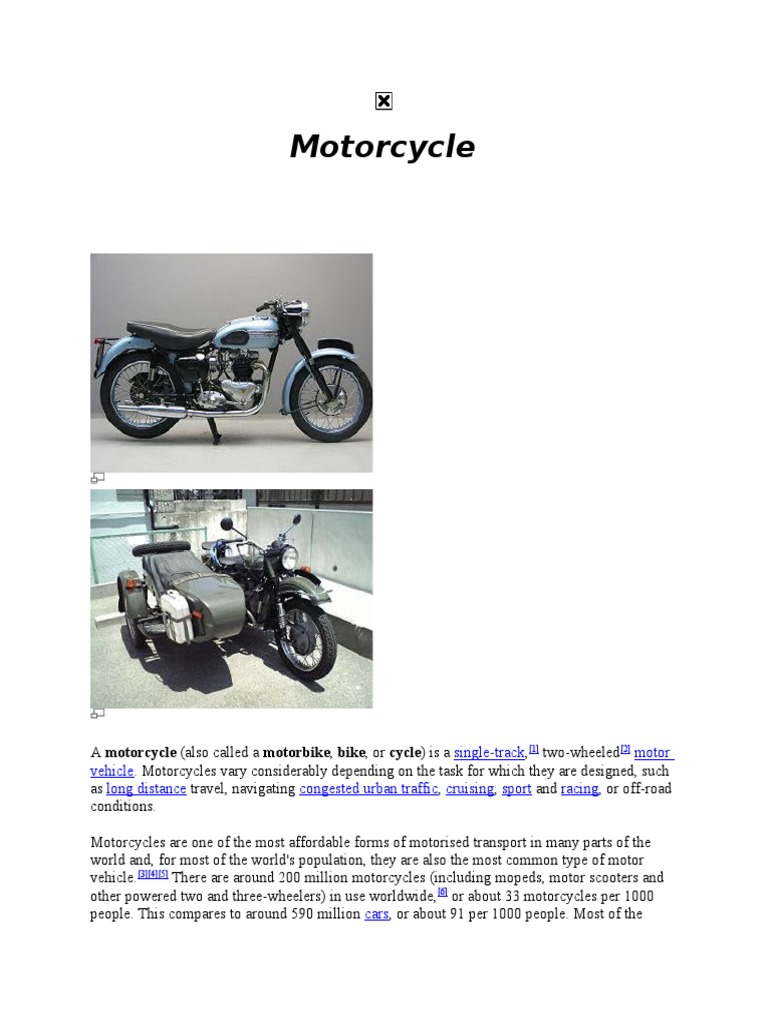 Motorcycle: Single-Track Motor Vehicle Long Distance Congested Urban ...