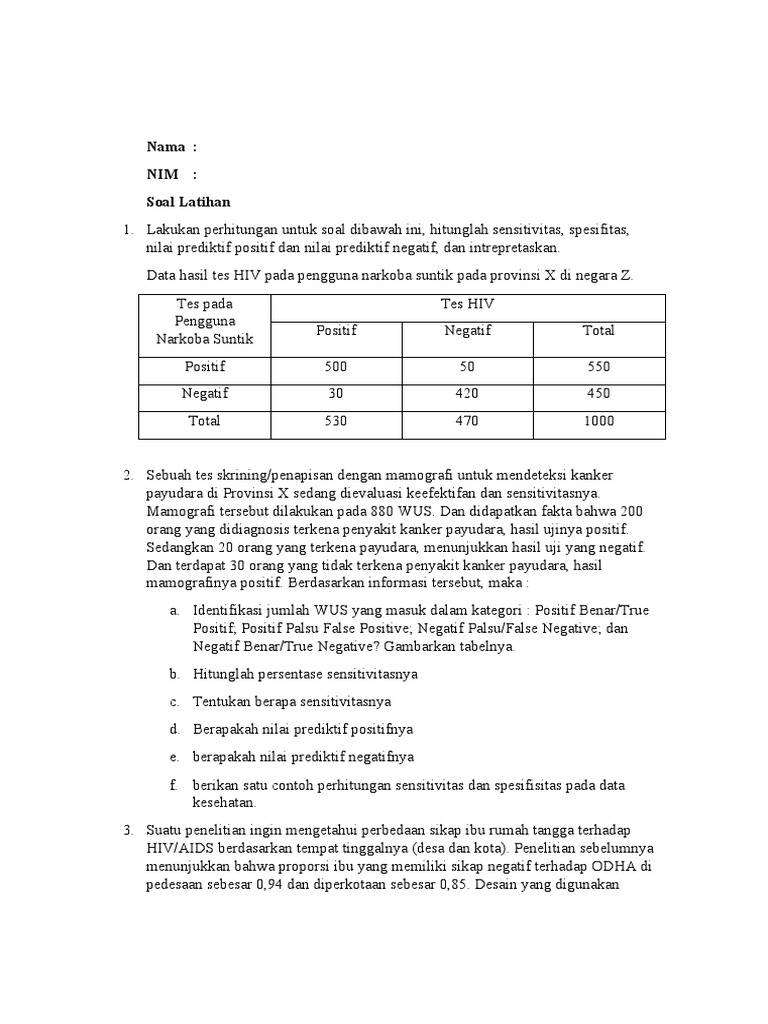 Soal Latihan Epid | PDF