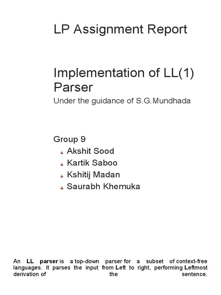 LP Assignment Report: Group 9 Akshit Sood Kartik Saboo Kshitij Madan Saurabh Khemuka | PDF ...
